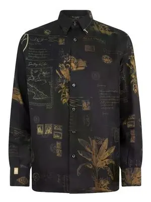 BILLIONAIRE Letter Printed Silk Shirt - Black