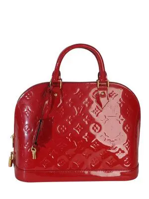 LOUIS VUITTON Monogram Vernis Alma Pm Top Handle Bag - Red