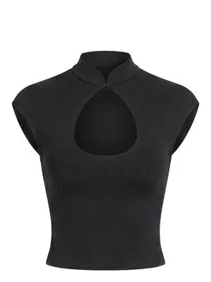 KHELA THE LABEL High Neck Cut-out Cropped Top - Black