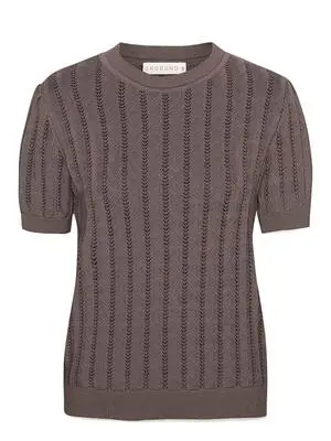GROBUND Almine Knit Top With Contrast Trim - Brown