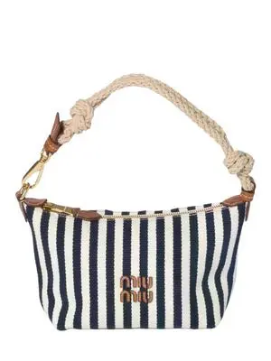 Miu Miu Cotton And Leather Pouch - Blue