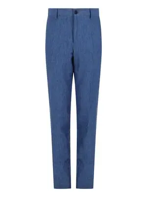 120% Lino Tailored Linen Trousers - Blue