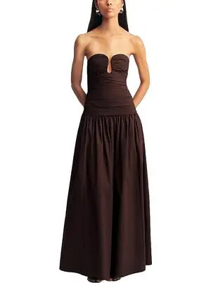 Shona Joy Campbell Pleated Drop Waist Maxi Dress - Ristretto