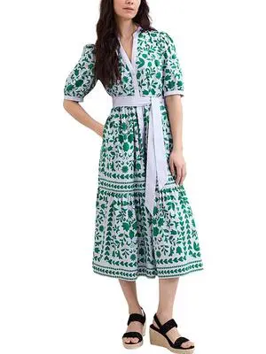 PHASE EIGHT Trinity Heart And Floral Midi Shirt Dress - Blue