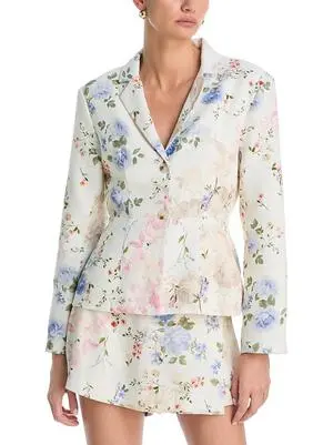 Aqua Floral Blazer - Ivory Mult