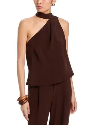 LUCY PARIS Elma Tie Neck Top - Brown