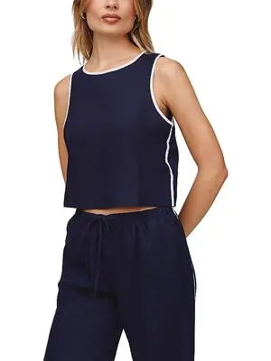 Bella Dahl Contrast Keyhole Tank Top - Nautical Night