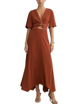 REISS Rosanna Cutout Maxi Dress - Rust Orange
