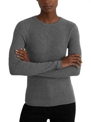 REISS Crewneck Long Sleeve Top - Grey Marl