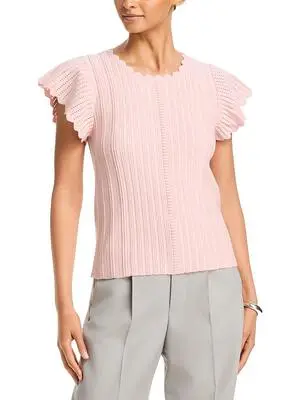 Elie Tahari Eliana Flutter Sleeve Sweater - Pale Blush