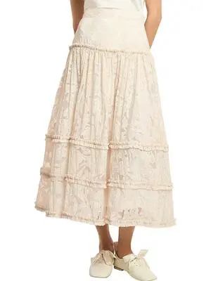 Cinq À Sept Tiered Maxi Skirt - Khaki Multi