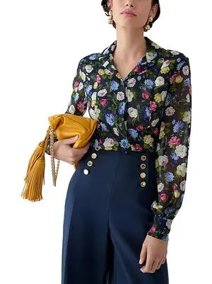 Carolina Herrera Isabella Silk Shirt - Midnight Multi