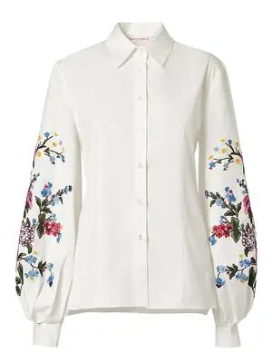 CAROLINA HERRERA Carolina Herrera Embroidered Puff Sleeve Shirt
