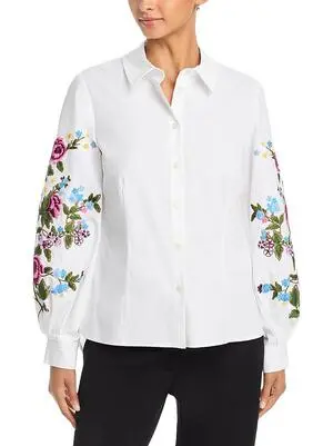 CAROLINA HERRERA Carolina Herrera Embroidered Puff Sleeve Shirt