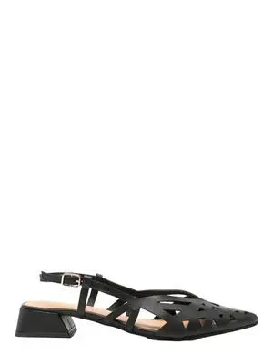GIOSEPPO Cut-out Slingback Pumps With Low Block Heel - Black