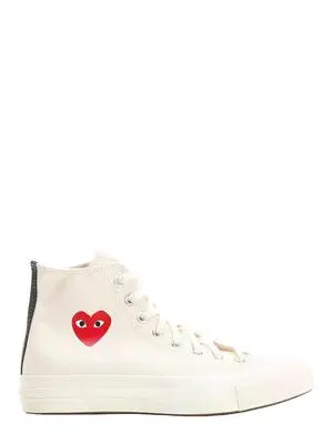 Play Comme Des Garcon X Converse Chuck Taylor All Star Heart Print High Top Sneakers - White