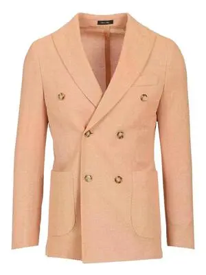 AL DUCA D’AOSTA 1902 Double-breasted Herringbone-weave Blazer - Orange