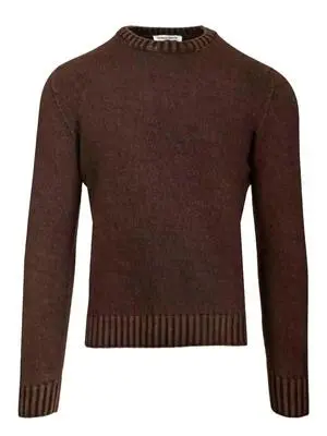 AL DUCA D’AOSTA 1902 Crew Neck Ribbed Trim Sweater - Brown