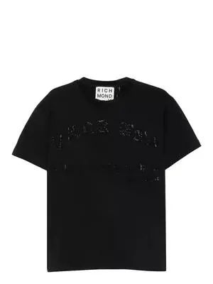 John Richmond Round-neck Embellished T-shirt - Black