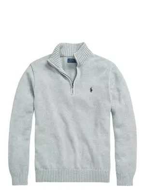Polo Ralph Lauren Embroidered Quarter-zip Sweater - Grey