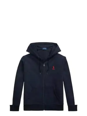 Polo Ralph Lauren Logo Embroidered Zip-up Hoodie - Blue