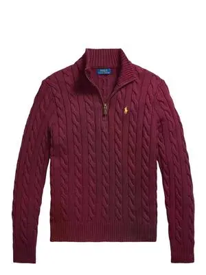 Polo Ralph Lauren Cable-knit Quarter-zip Sweater - Red