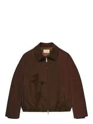 SLOWEAR Floral Embroidered Bomber Jacket - Brown
