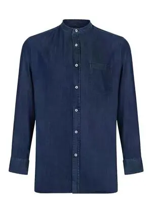 Paul & Shark Mandarin-collar Chest-pocket Shirt - Blue