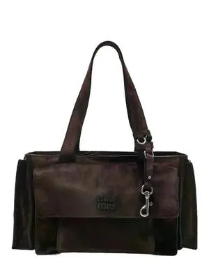 Miu Miu Utilitarian Suede Tote Bag - Brown