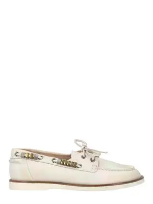 Pinko Bead-embellished Leather Loafers - Neutrals