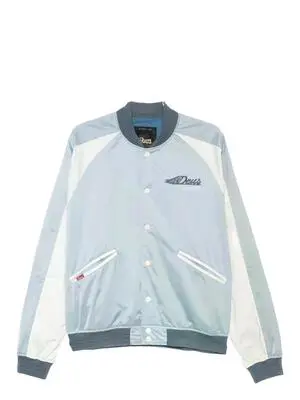 Deus Ex Machina Logo Embroidered Colour-block Bomber Jacket - Blue