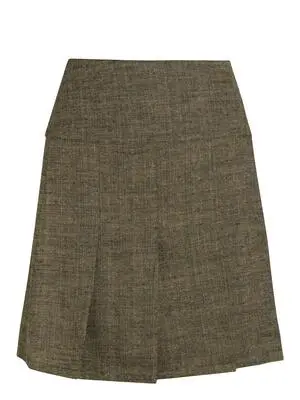 Our Legacy Pleated Linen And Silk-blend Mini Skirt - Brown