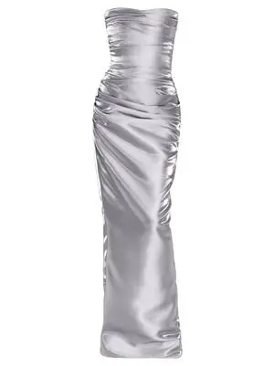 MODA GLAM Talia Strapless Corset Gown - Silver