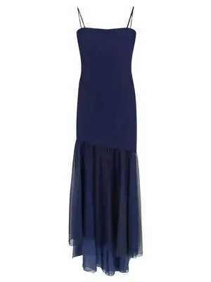 Chiara Boni La Petite Robe Asymmetric Ruffled Midi Dress - Blue