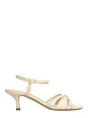 FABIO RUSCONI Cross-strap Kitten Heel Sandals - Neutrals