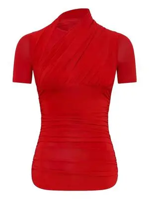 MARINE SERRE Moon Ruched Top - Red