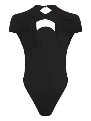 MARINE SERRE Gathered Moon Cut-out Swimsuit - Black