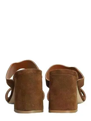 L'ARIANNA Suede Double-strap Mules - Brown