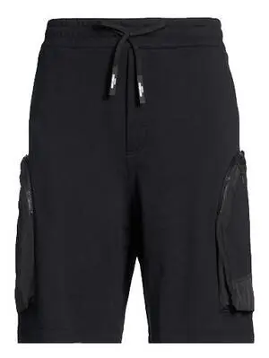 Just Cavalli Cotton French Terry Bermuda Shorts With Print And Drawstring - Black