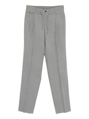 PT TORINO Drawstring Waist Pleated Trousers - Grey