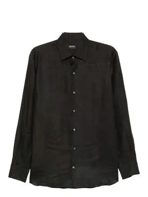 Zegna Long-sleeve Button-up Shirt Brown
