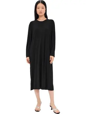 Norma Kamali Oversized Long Sleeve Midi Dress - Black