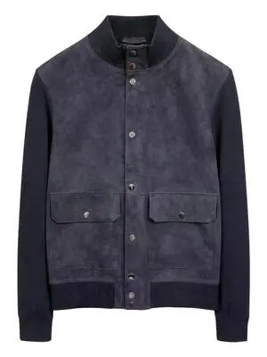 LES HÉRITIERS Panelled Goat Suede Jacket - Blue