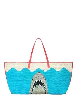 Staud Sequin Embellished Crochet Tote Bag - Blue