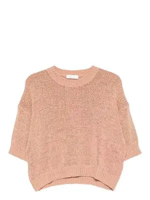 ROBERTO COLLINA Open-knit T-shirt - Neutrals