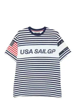 Tommy Hilfiger Horizontal-stripe Logo-print T-shirt - White
