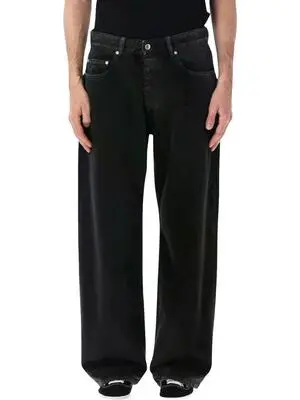 ICON DENIM LOS ANGELES Wide Leg Jeans With Star Embroidery - Black