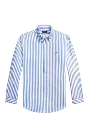 Polo Ralph Lauren Vertical-stripe Logo-embroidered Shirt - Blue