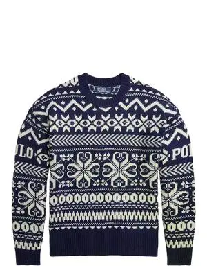 Polo Ralph Lauren Fair Isle Logo Intarsia Sweater - Blue