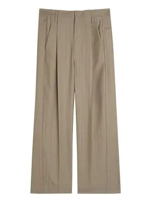 Victoria Beckham Wide-leg Wool Trousers - Grey